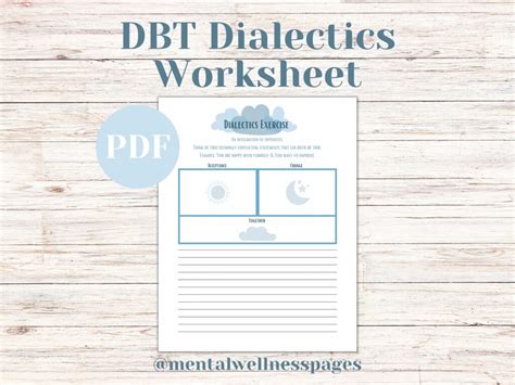 Dbt Worksheet On Dialectics Dbt Worksheets