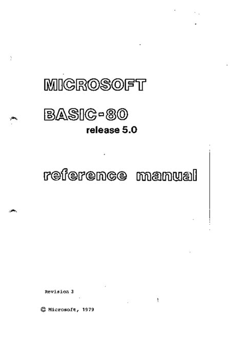Microsoft Basic 80 Reference Manual Release 50 Manual Computing History