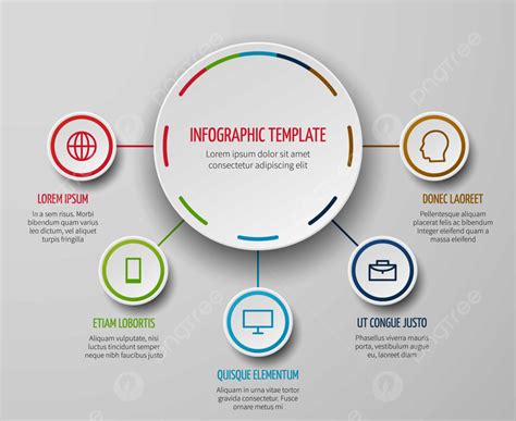 비즈니스 보고서 및 분석 프레젠테이션 브로셔에 대한 단계 진행 벡터 템플릿이 있는 원형 차트 인포그래픽 템플릿 Psd 다운로드