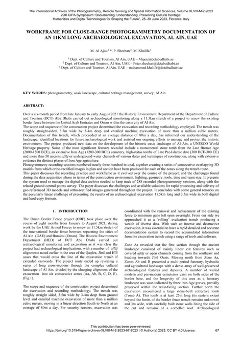 pdf workframe for close range photogrammetry documentation of an 11km long archaeological