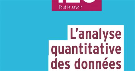 Lanalyse Quantitative Des Données Pdf Livres Pdf Gratuit