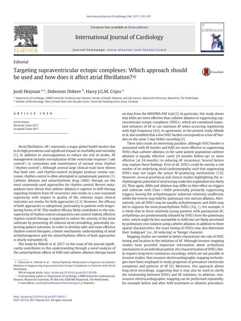 Pdf Targeting Supraventricular Ectopic Complexes Which Approach