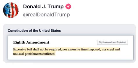 New Trump Posts 8th Amendment Forbidding ‘excessive Fines After 354