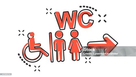 向量卡通 Wc 衛生間圖示的漫畫風格男女洗手間標誌插圖表意字元wc 業務飛濺效果的概念向量圖形及更多人圖片 人 人群 休息 Istock