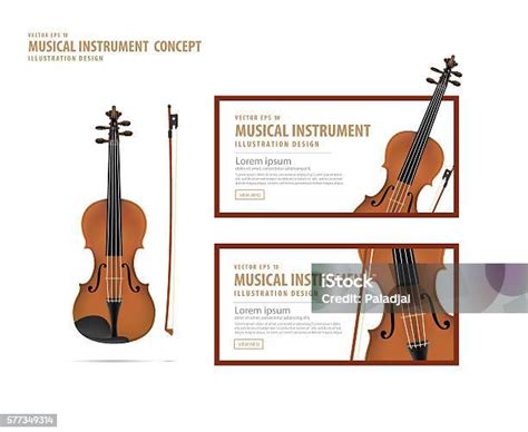 바이올린 악기 디자인 사실적인 스타일과 배너 레이아웃 벡터 Classical Theater에 대한 스톡 벡터 아트 및 기타 이미지 Classical Theater