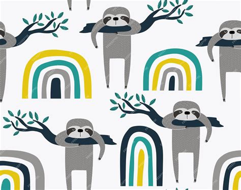 Premium Vector Cute Sloth Seamless Pattern Premium Vector Cute Sloth Seamless Pattern