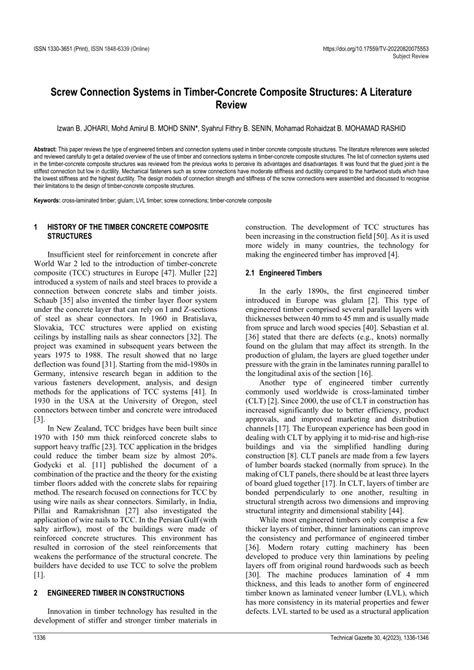 Pdf Screw Connection Systems In Timber Concrete Composite Structures A Literature Review