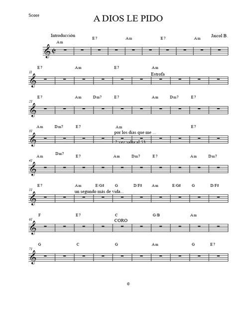 A Dios Le Pido Acordes Y Partitura Pdf