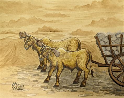 Yoke Of Oxen Pulling A Load By Mattstarrfineart On Deviantart