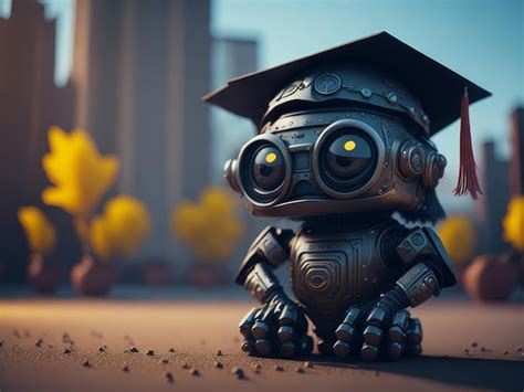 premium photo robot in graduation cap ai