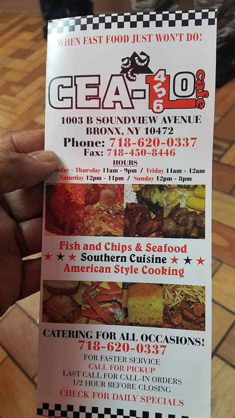 Menu At Cea Lo Cafe New York City Soundview Ave