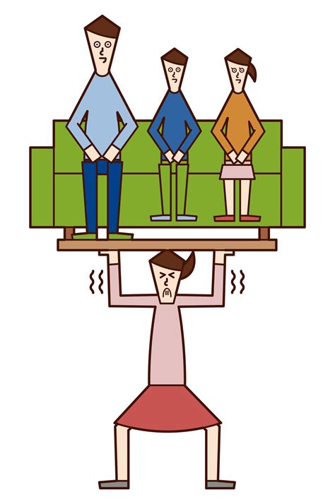 가족을 지원하는 여성의 일러스트레이션 무료 일러스트 소재집 Kukukeke