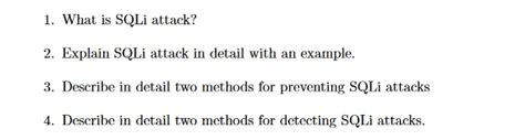 1 What Is Sqli Attack 2 Explain Sqli Attack In