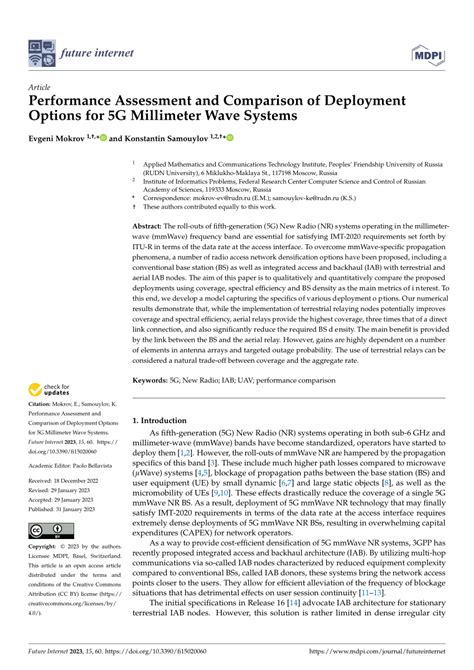 Pdf Performance Assessment And Comparison Of Deployment Options For 5g Millimeter Wave Systems