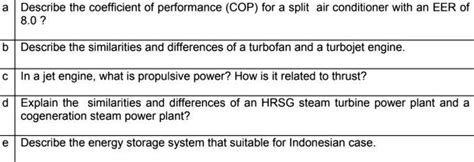 A Describe The Coefficient Of Performance Cop For A Split Air Conditioner With An Eer Of 8 0