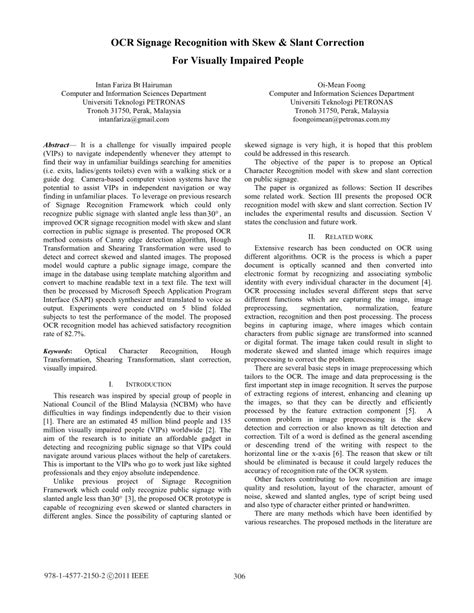 Pdf Ocr Signage Recognition With Skew And Slant Correction For Visually
