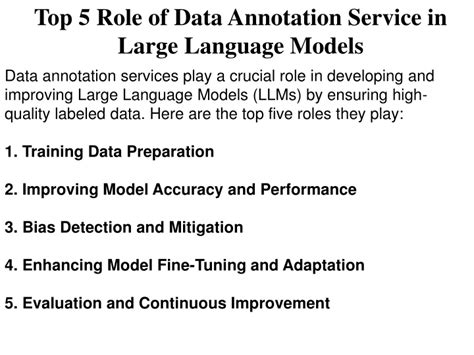 Ppt Top 5 Role Of Data Annotation Service In Large Language Models Powerpoint Presentation