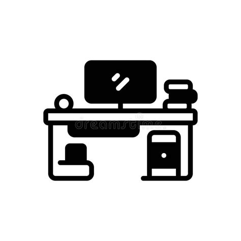 Black Solid Icon For Computer Cpu And Workspace Stock Illustration Illustration Of Workspace