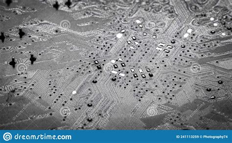 Macro Close Up Of Printed Wiring On Pc Circuit Board Stock Image Image Of Communication