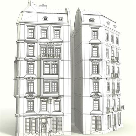 3d Model Of Tileable 90 Houses Classical