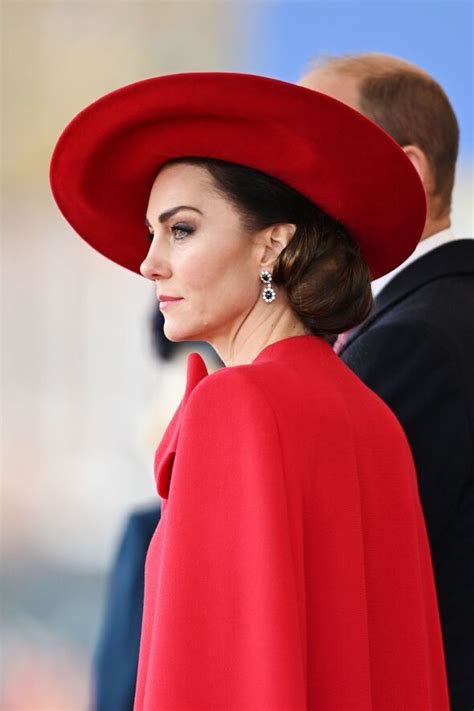 Princess Kate Wears £3000 Bright Red Coat Dress And Matching Hat And