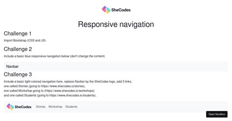 Responsive Navigation Challenge Forked Codesandbox