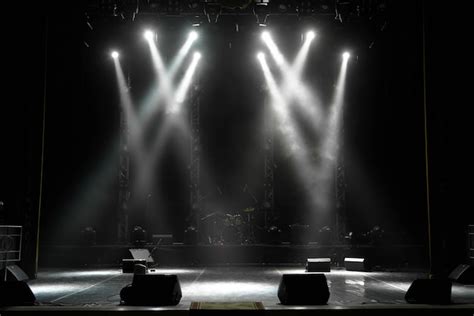 Scène Libre Avec Lumières Appareils Déclairage Spectacle De Nuit