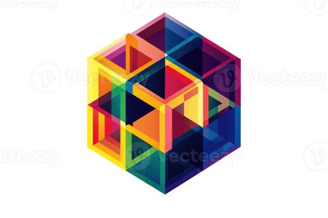 Vibrant Geometric Cube With Colorful Interlocking Patterns Creating A