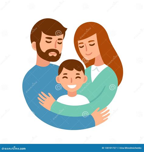 Padres Que Abrazan Al Niño Ilustración Del Vector Ilustración De