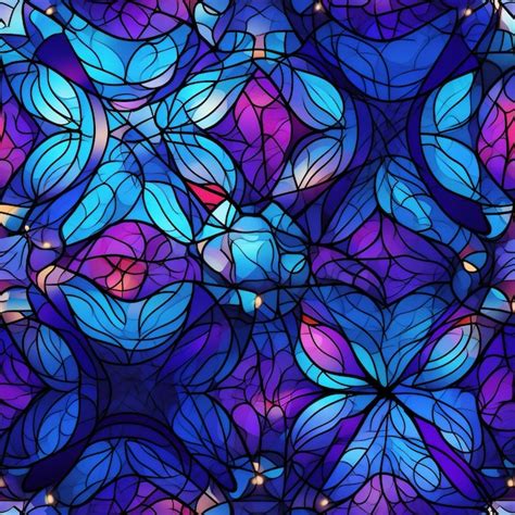 Premium Ai Image A Stained Glass Window With A Blue And Purple Design