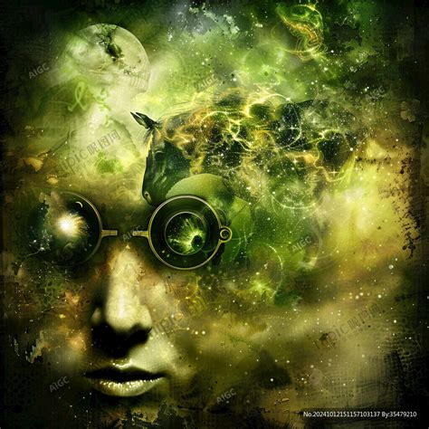Ai创作图数字艺术肖像 虚拟形象艺术 三维视觉效果艺术家 视觉冲击力广告装饰画 精神世界 虚构科学 面部抽象结合 超现实后现代抽象 意识奥秘 异次元空间 超现实主义图片 数字艺术作品 外星哲学
