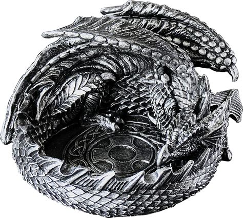 Creative Decorative Metallic Look Mythical Dragon Ashtray Esculturas