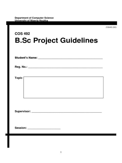 university of nigeria bsc project guidelines updated 2021 pdf web