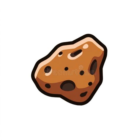 Brown Cartoon Asteroid Pixel Art Illustration Stock Illustration