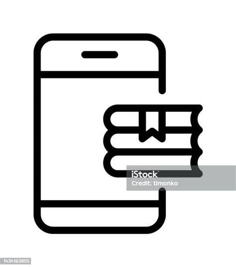 벡터 라인 북과 흰색 배경에 고립 된 모바일 아이콘 웹 사이트 디자인 모바일 응용 프로그램 Ui에 대한 개요 기호 책 픽토그램 전화 일러스트 편집 스트로크 0명에 대한 스톡