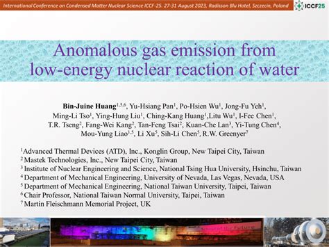 Pdf Anomalous Gas Emission From Low Energy Nuclear Reaction Of Water Iccf 25