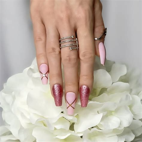 Pink Matte Coffin Nails
