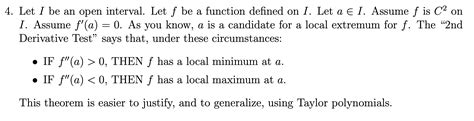 Solved 4 Let I Be An Open Interval Let F Be A Function