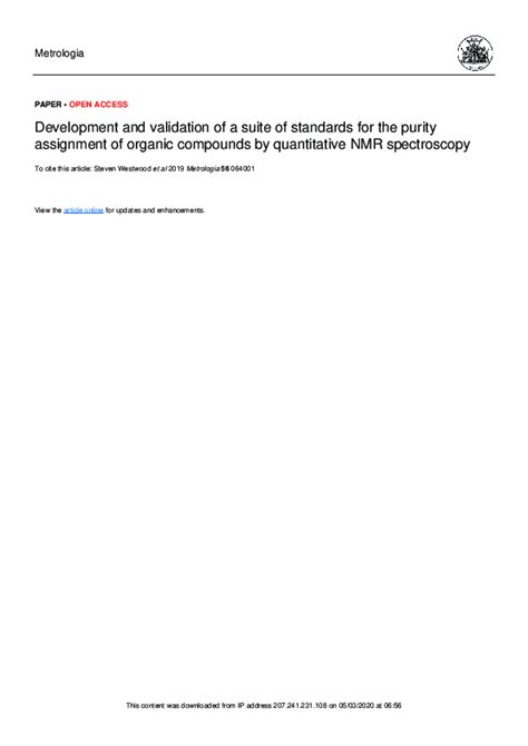 Pdf Mass Balance Method For The Si Value Assignment Of The Purity Of