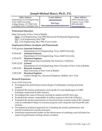 Joseph Michael Bracci Phd Pe Curee