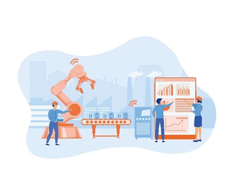Premium Vector Smart Factory And Working Person Using Wireless