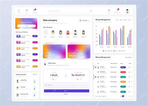 Premium Vector Ui Ux Infographic Dashboard Ui Design With Graphs Charts And Diagrams Web
