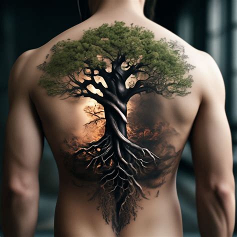 Tree Back Tattoo Male