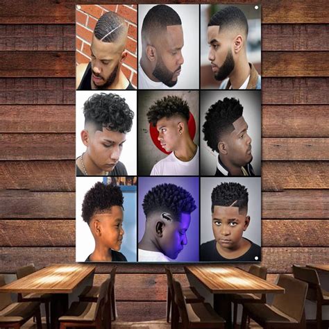 Black Men Barbershop Haircuts Poster
