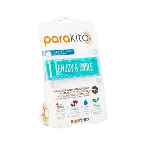 Parakito Red Enjoy And Smile Rechargeable Mosquito Repellent Bracelet