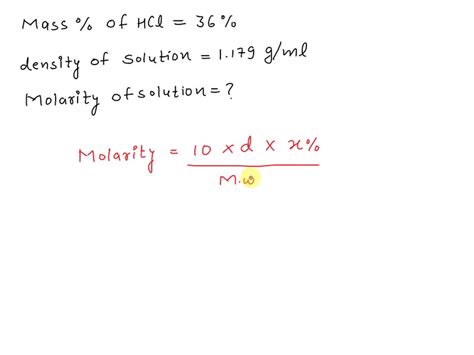 solved the mass percentage of hydrochloric acid within a solution is 28 00 given that the