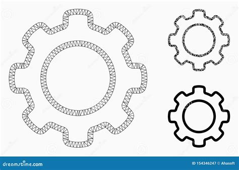 Outline Gear Vector Mesh Wire Frame Model And Triangle Mosaic Icon Stock Vector Illustration