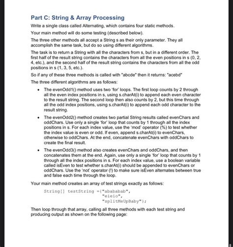 Solved Part C String And Array Processing Write A Single