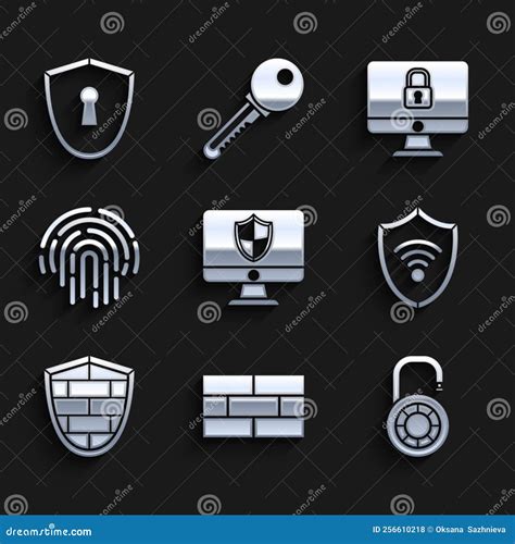 Set Computer Monitor And Shield Bricks Safe Combination Lock Wheel