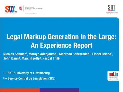 Legal Markup Generation In The Large An Experience Report Ppt